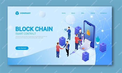 Premium Vector Smart Contract Blockchain Concept Based Landing Page