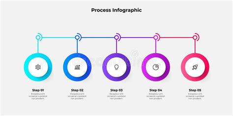 Five Step Process Infographic Featuring Interconnected Circular Designs And Relevant Icons