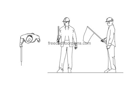 Flag Man Free CAD Drawings