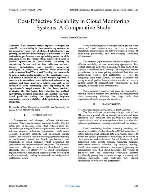 Cost Effective Scalability In Cloud Monitoring Systems A Comparative