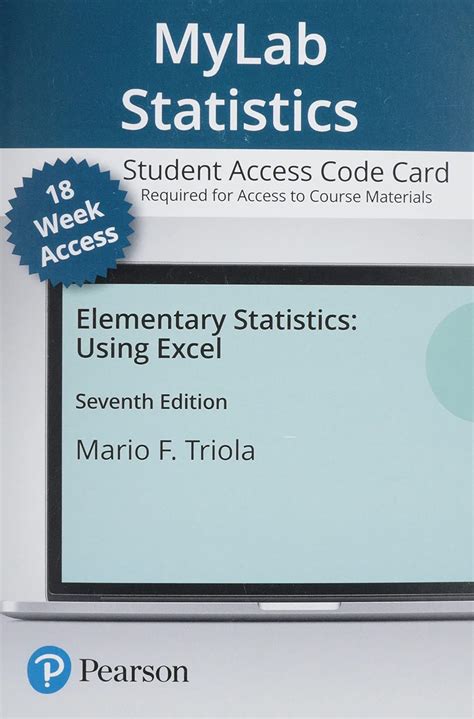 elementary statistics using excel mylab statistics with pearson etext access code