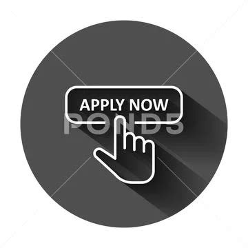 Apply Now Icon In Flat Style Finger Cursor Vector Illustration On