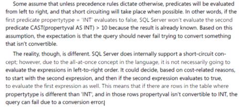 Short Circuiting In Sql T Sql