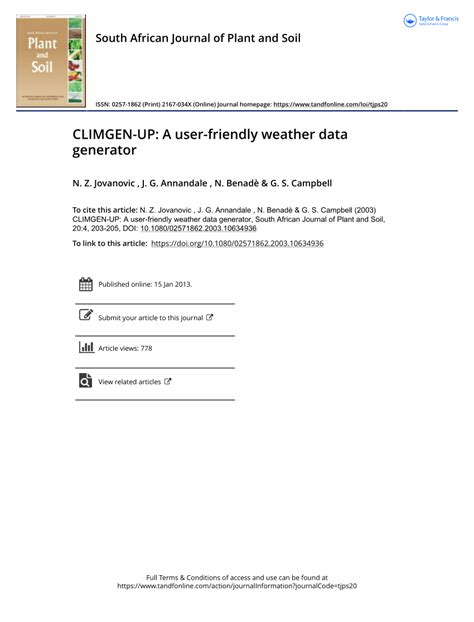 PDF CLIMGEN UP A User Friendly Weather Data Generator