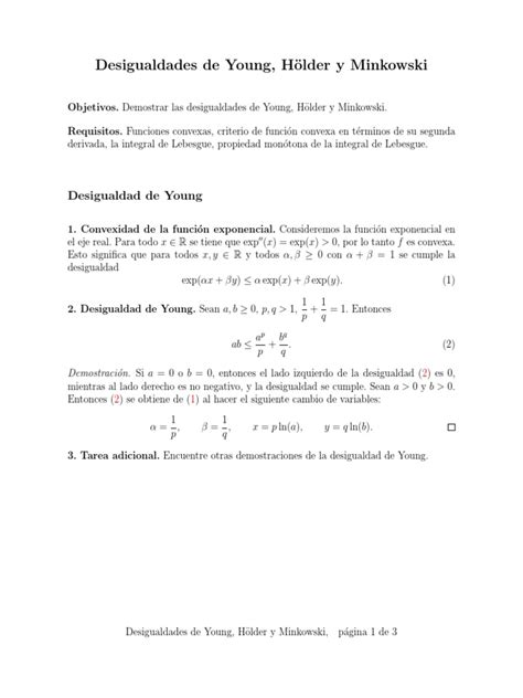Young Holder Minkowski Inequalities Es Pdf Integral Funciones Y Mapeos