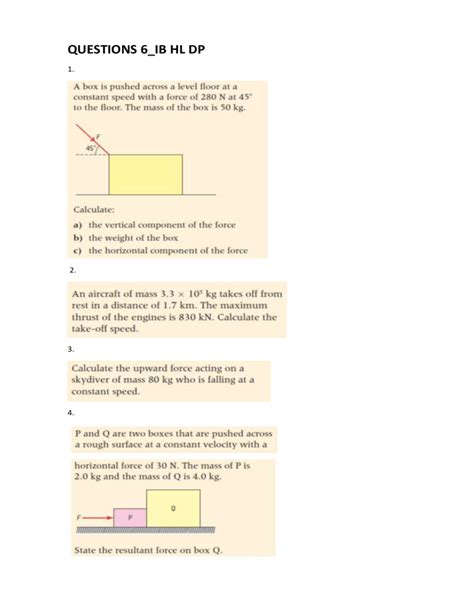 Physics Exam Questions Force And Motion