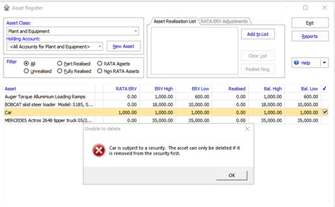 Deleting An Asset Which Has A Security Associated With It Aryza Australia