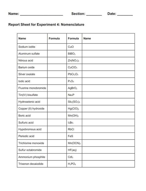 Solved Name Section Date Report Sheet For Experiment 4
