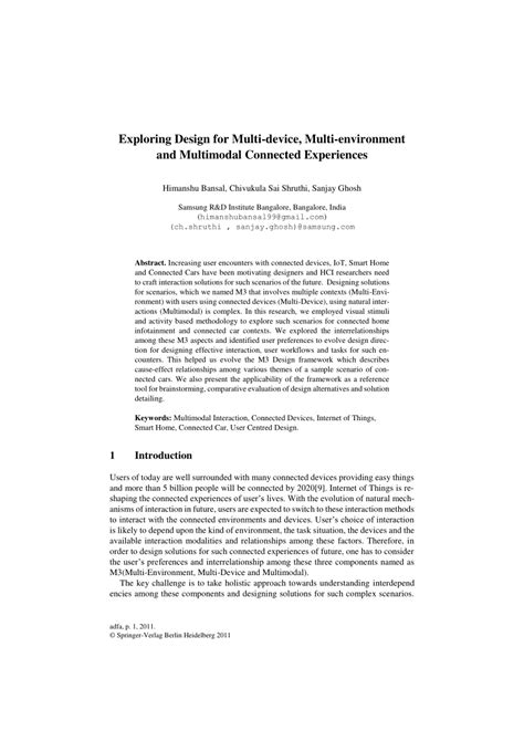 PDF Exploring Design For Multi Device Multi Environment And Multimodal Connected Experiences