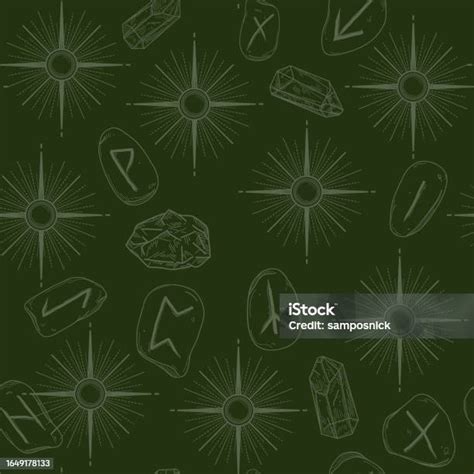 으스스한 마녀 어두운 학계 룬 보석 별이 있는 매끄러운 패턴 배경 0명에 대한 스톡 벡터 아트 및 기타 이미지 0명 결정체 고스 Istock
