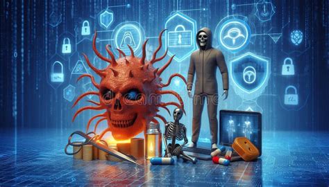 Conceptual Image Of Virus And Malware Threats Stock Illustration