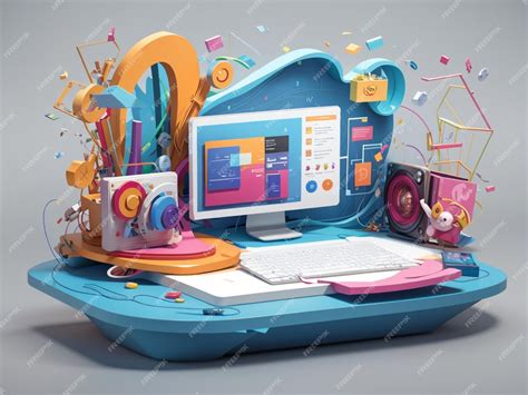 Premium Photo Digital Dimensions 3d Web Development And Uiux Design Concept