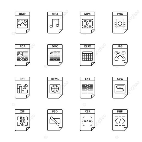 Files Format Linear Icons Set Xlsx Concept Php Vector Xlsx Concept