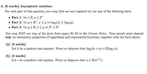 Solved Marks Asymptotic Notation For Each Part Of Chegg