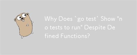 儘管定義了函數,為什麼 `go Test` 顯示「沒有要執行的測試」? Golang Php中文網 儘管定義了函數,為什麼 `go Test` 顯示「沒有要執行的測試」? Golang Php中文網