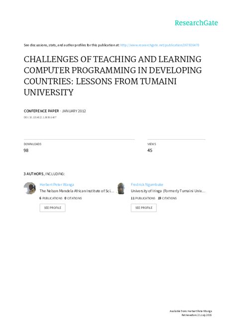 Pdf Challenges Of Teaching And Learning Computer Programming In