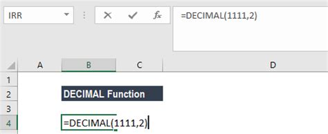 DECIMAL Function Overview Formula Example