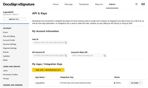 Configurar La API De DocuSign LogicalDOC Documentation