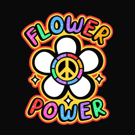 Peace Hippie Symbol In Flower T Shirt Print Designflower Power Slogan