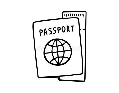 Linear Doodle Hand Drawn Passport On White Background Outline Drawing