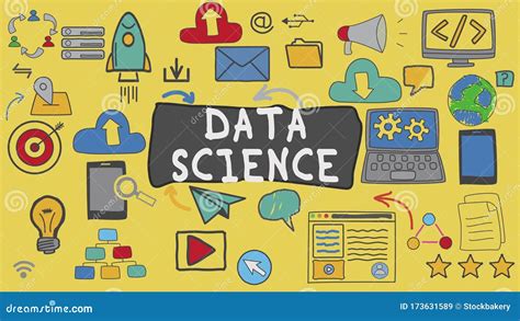 Data Science Yellow Illustration Graphic Technology Concept Stock