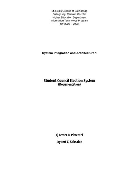 Student Council Election System Documentation Pdf