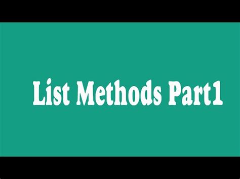 23 Python List Methods Part 1 Arabic كورسات كود