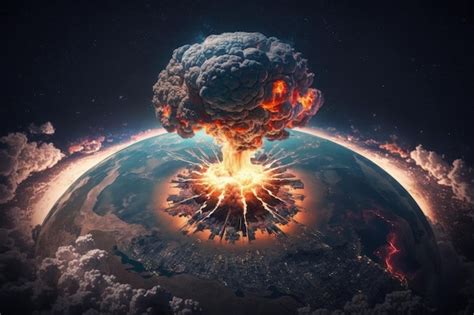 Premium Photo Nuclear Explosion Illustration On Planet Earth View