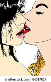 83 Two Naked Women Kissing Stock Illustrations Images And Vectors