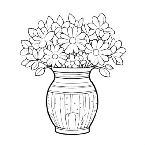 Download Outline Of A Flower Vase Coloring Pages Online Creative Fabrica