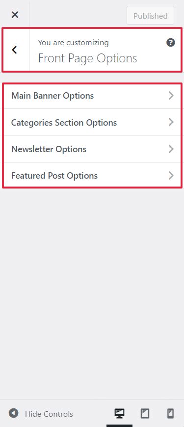 Front Page Options Themeinwp Documentation