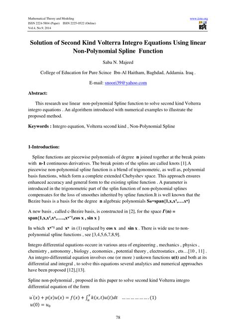 Pdf A Solution Of Second Kind Volterra Integral Equations Using Third