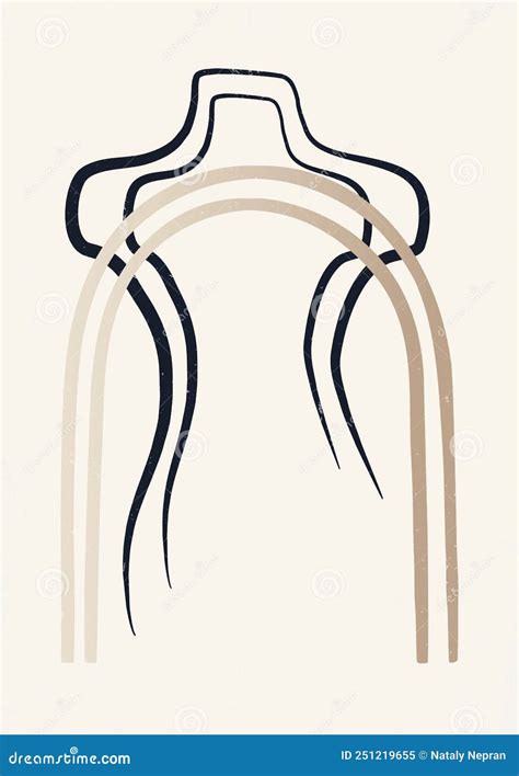 Abstract Aesthetic Illustration Poster With Linear Body Stock Vector Illustration Of