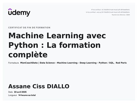 Machinelearning Datascience Python Deeplearning Udemy Assane