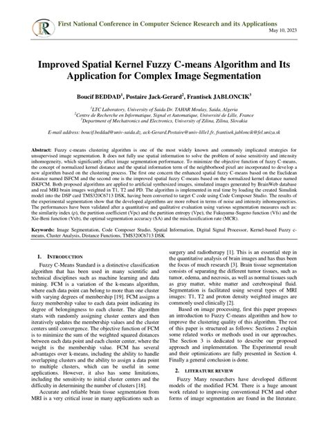 pdf improved spatial kernel fuzzy c means algorithm and its