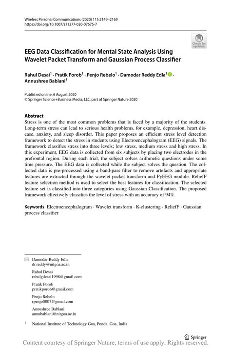 Eeg Data Classification For Mental State Analysis Using Wavelet Packet