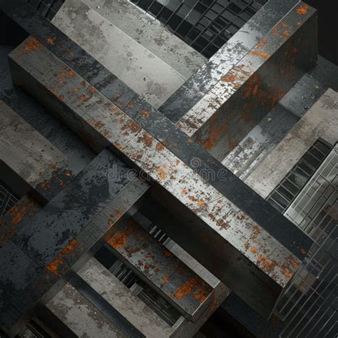 Interlocking Metallic Beams Arranged In A Complex Abstract Structure