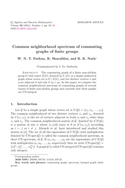 Pdf Common Neighborhood Spectrum Of Commuting Graphs Of Finite Groups