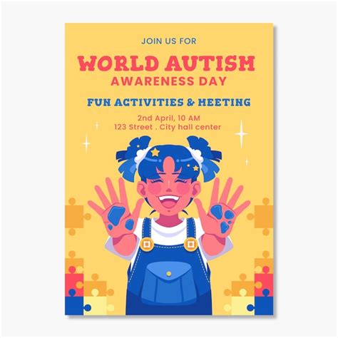 Free Vector Flat Vertical Poster Template For World Autism Awareness Day