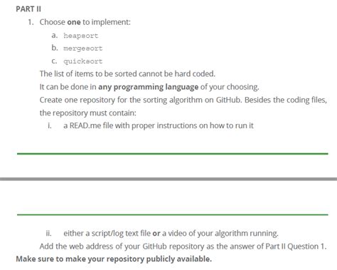 Solved Part Ii 1 Choose One To Implement A Heapsort B