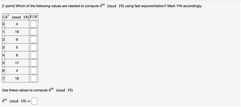 Solved 1 Point Which Of The Following Values Are Needed