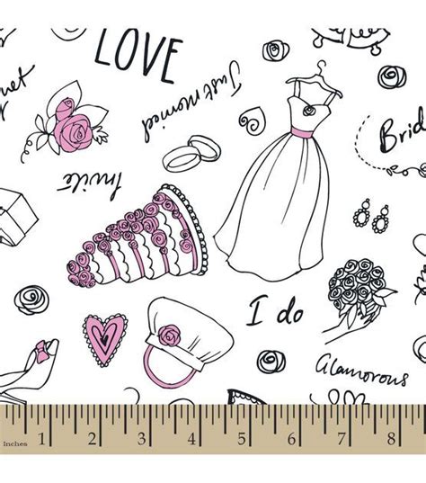 Novelty Cotton Fabric Wedding Day Icons Jo Ann Wedding Fabric Fabric Cotton Fabric