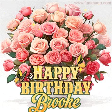 Happy Birthday Brooke Elegant Animation With Flowers Download On
