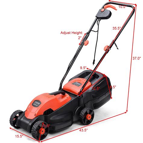 Costway 12 Amp 14 Inch Electric Push Lawn Corded Mower With Grass Bag