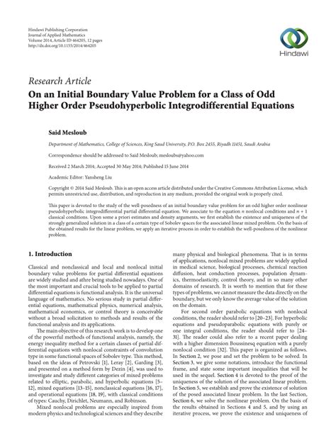 Pdf On An Initial Boundary Value Problem For A Class Of Odd Higher Order Pseudohyperbolic