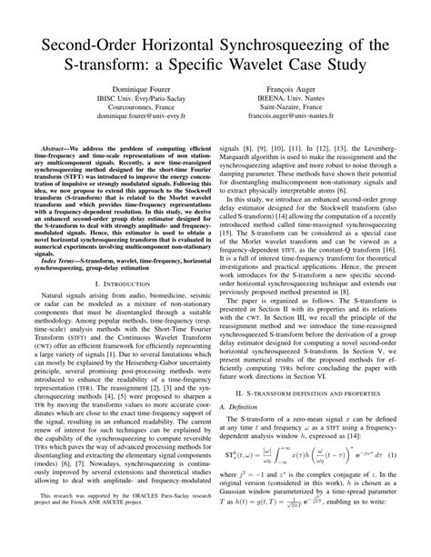 Pdf Second Order Horizontal Synchrosqueezing Of The S Transform A