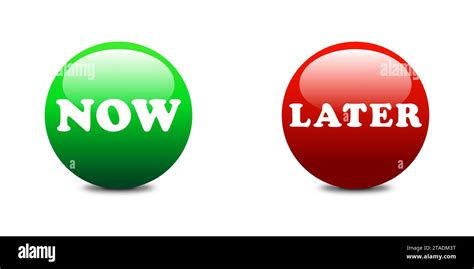 round glossy buttons with lettering now later flat vector