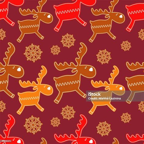 Rusa Roti Jahe Natal Latar Belakang Mulus Pola Roti Jahe Kartun Lucu Gingerbread Hubungan