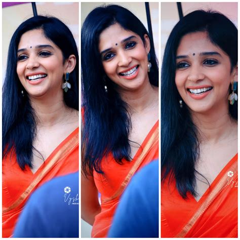 South Indian Actress Nyla Usha Looking Beautiful In Red Saree Latest Photos