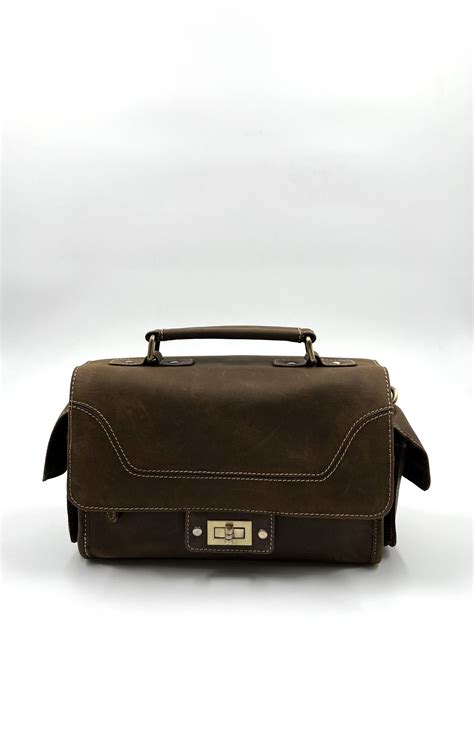 Чанта за камера от естествена Хънтър кожа в кафяво 100 Естествена Кожа